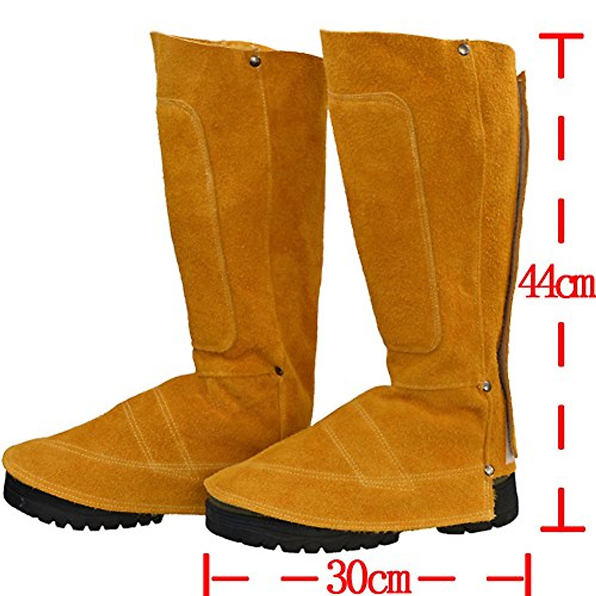 QEES 11" Welder Shoe Protector, Long Cowhide Leather Shoe Protector, Heat and Abrasion Resistant Welding Spats Shoes Cover, Welder Working Tool Thick Three-Layer Protection Feet Cover for Human Calf