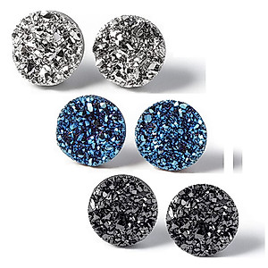 Atheniz Magnetology Lymphvity Germanium Earrings, Amo'Thea Lymphactive Mag Studs, 3 Pairs Crystal Magnetic Therapy Earrings, Magnetic Lymph Detox Earring (10mm)