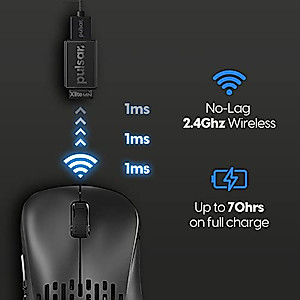 Pulsar Gaming Gears - Xlite V2 Mini Wireless Ultralight (55 g) High Performance Super Light and Fast Ergonomic Gaming Mouse 2.4Ghz 1ms 20000 DPI Optical Sensor PAW3370 (Mini, Wireless, Black)