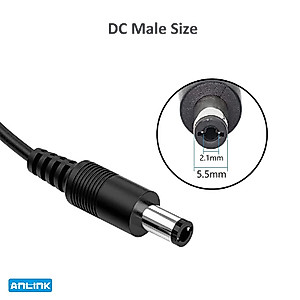 ANLINK 2 Pack Black 1 Female to 4 Male 5.5mm*2.1mm DC Power Splitter Cable, 1 to 4 Way DC Power Output Y Adapter Cable Cord for CCTV Cameras Router LED Light Strip and More (2 Pack, 1 to 4 Way)