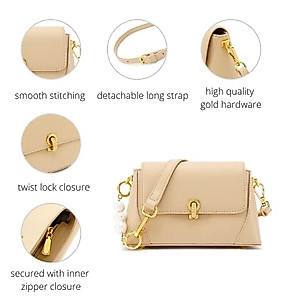 Scarleton Pearl Purses for Women, Crossbody Bags for Women, Lightweight Shoulder Bag w/ 2 Straps for Party & Casual, H209108 - Beige