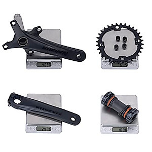 VIARON 170mm Bike Crankset 32T/34T/36T Hollow Integrated 104BCD Single Speed Round Chainring Crankset with Bottom Bracket (34T)