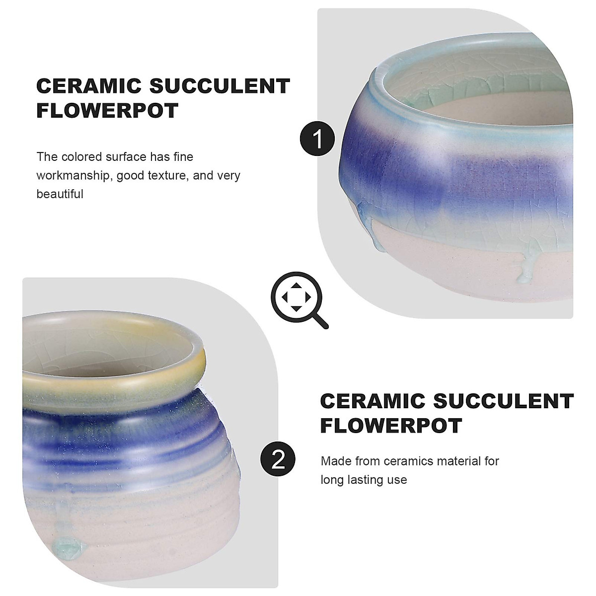 Cabilock 5pcs Ceramic Succulent Flower Pot Flower Vase Mini Garden Pot Container Decorative Flower Pot Small Flower Pot Resin Pot Succulent Flower Pots Succulent Pots Makeup Ceramics Rural