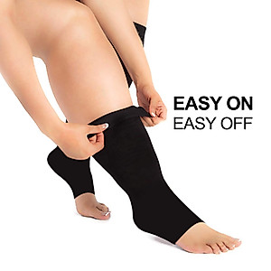 Zeta Wear Plus Size Open Toe Leg Sleeve Support Socks - Wide Calf Compression Open Toe Socks Men and Women Amazing Fit, Travel, Flight Socks, Compression & Soothing Relief, 1 Pair, Size 3XL, Black
