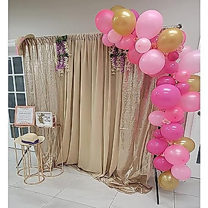 TCBESTO Champagne Gold Sequin Backdrop Curtains Glitter Drapes 2FT x 8FT 2 Panels for Wedding Birthday Party Decorations Bridal Baby Shower Party Supplies Sparkly Photography Background