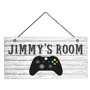WOODSIGN Gamer's Sign, Rustic Game Controller Room Sign, Personalized Sign, Kid's Name, Kids Door Sign, Nursery Art, 6" x 12" Sign