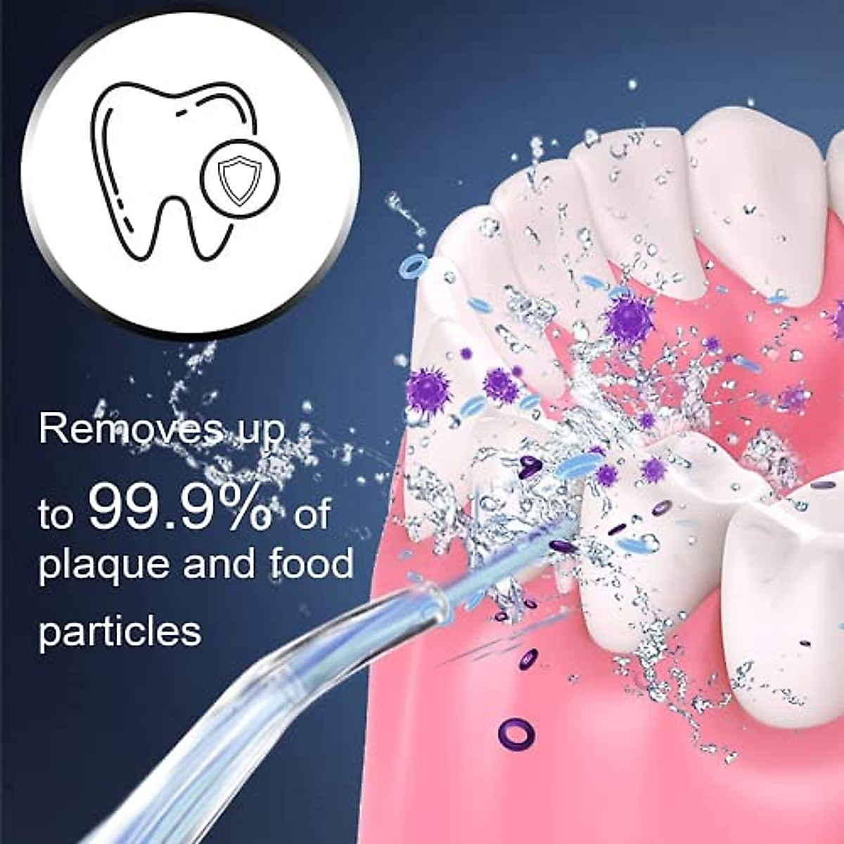 MAKJUNS Water Dental Flosser Cordless Teeth Cleaner with 3 Modes 4 Jets Rechargeable IPX7 Waterproof Dental Oral Irrigator for Travel Home Braces(Silver)