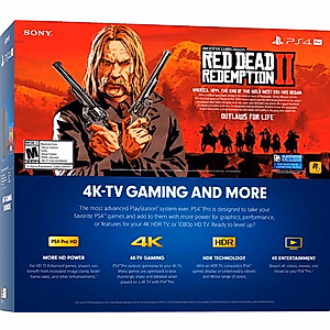 New Sony PlayStation 4 Pro 1TB Red Dead Redemption 2 Console Bundle with HDR Technology for 4K TV Gaming - Jet Black