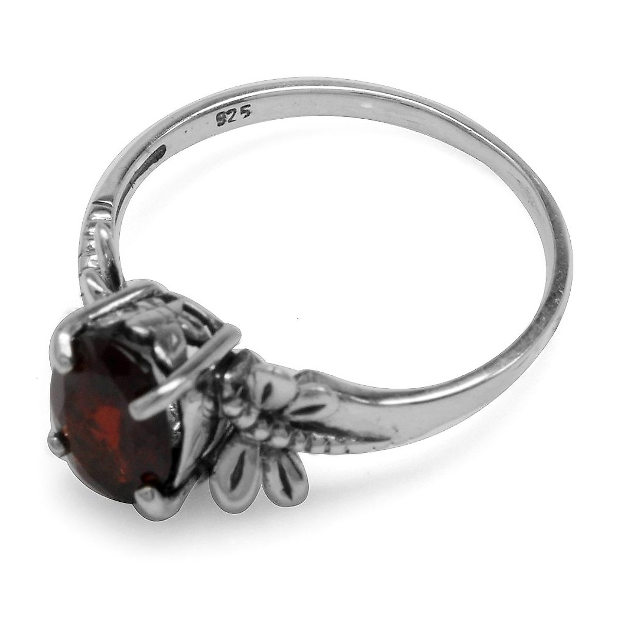 Silvershake 1.36ct. Natural Garnet 925 Sterling Silver Dragonfly Solitaire Ring Size 5