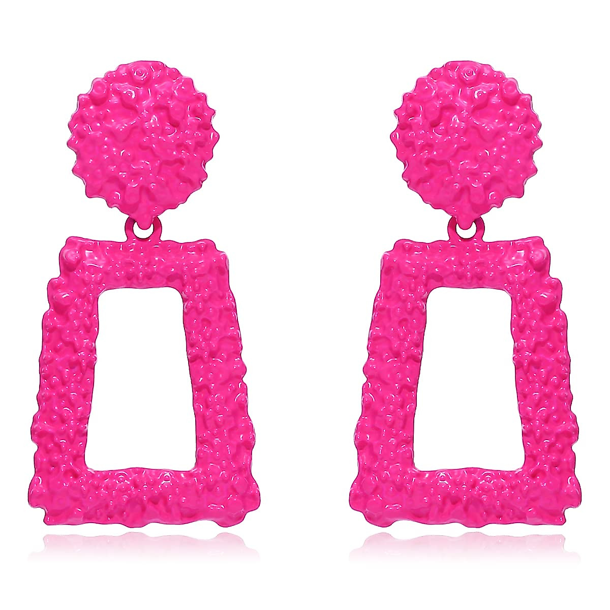 KELMALL Classic Rectangle Dangle Earrings for Women Trendy Textured Geometric Drop Statement Earring