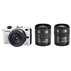 Canon Mirror-Less SLR Camera EOS M2 Triple Lens kit (White) EF-M18-55mm F3.5-5.6 is STM EF-M22mm F2 STM EF-M11-22mm F4-5.6 is STM Comes EOSM2WH-TLK [International Version, No Warranty]