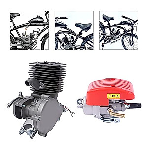 Futchoy 100cc 2-Stroke Bicycle Gasoline Engine Motor Kit Single Cylinder Air-Cooled Hydraulic Handle Motorized Bicycle Gas Engine Motor Kit for Bicycle Over 21 Inches Black