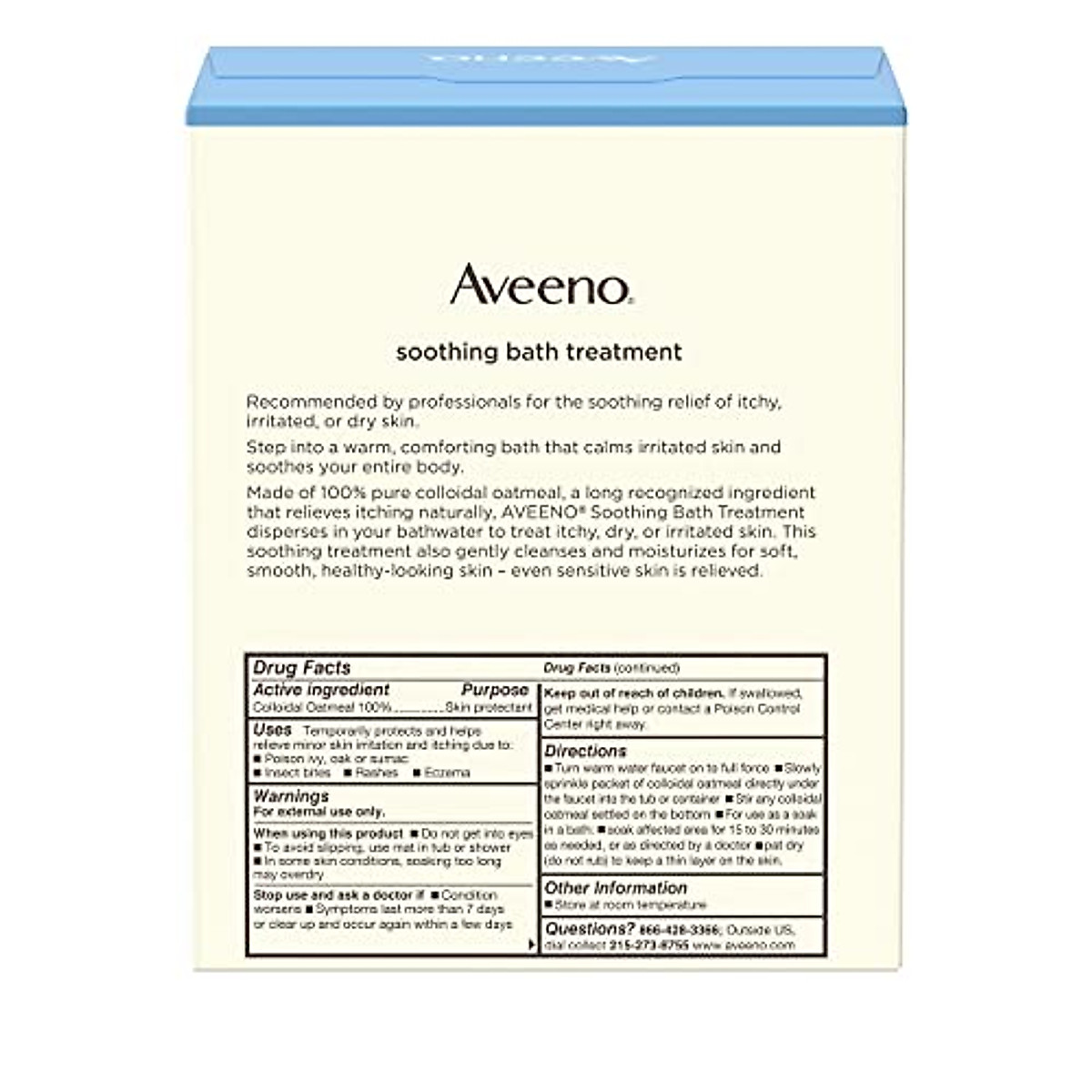 Aveeno Soothing Bath Treatment with 100% Natural Colloidal Oatmeal for Treatment & Relief of Dry, Itchy, Irritated Skin Due to Poison Ivy, Eczema, Sunburn, Rash, Insect Bites & Hives, 8 ct.