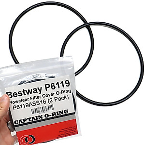 Captain O-Ring Replacement P6119 (P6119ASS16) O-Ring for Bestway Flowclear Pump Filter Cap Cover (2 Pack) [See Details for Compatible Filter Models]