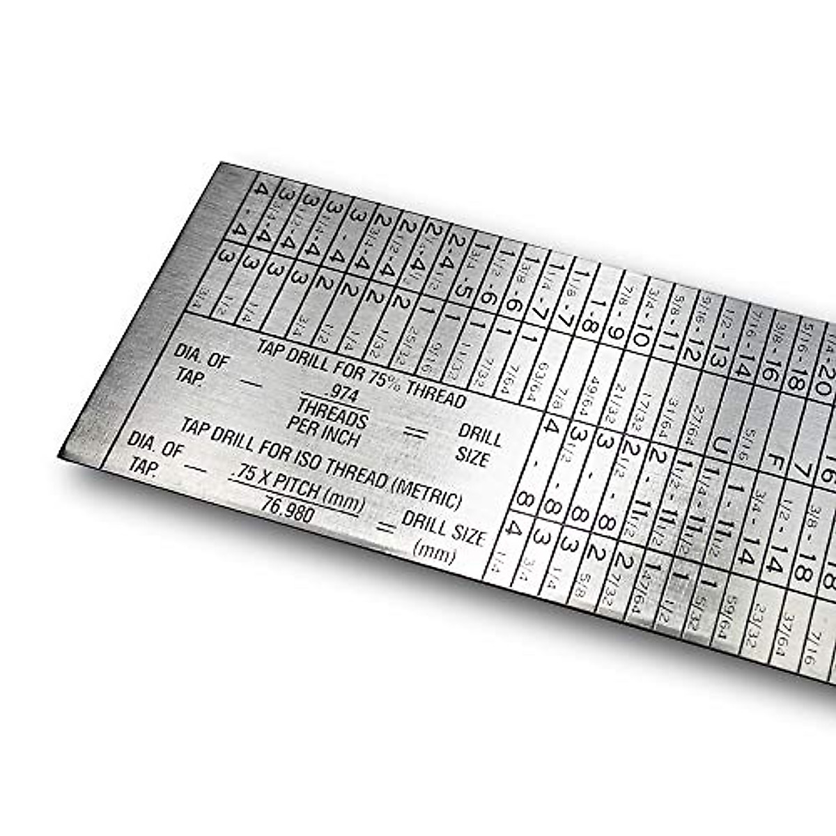 General Tools 715 Tap and Drill Reference Table
