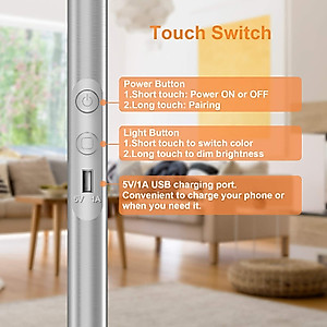 LEPOWER LED Bright Floor Lamp, Smart Floor Lamp, Torchiere Standing Lamp for Living Room, Bedroom, Office, Touch Dimmable Compatible with Alexa, Google Home