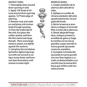 Westbrass D214-62 3-1/2" Post Style Large Kitchen Sink Basket Strainer, Matte Black