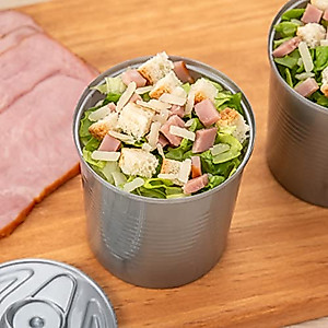 Restaurantware 4 oz Round Silver Plastic Tin Can - with Lid - 2 1/2" x 2 1/2" x 2 3/4" - 20 count box
