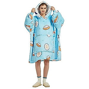 tramobe Blanket Hoodie Wearable Blanket Adult,Oversized Sherpa Blanket Sweatshirt with Giant Pocket and Sleeves,Warm Plush Hooded Blanket for Women & Men