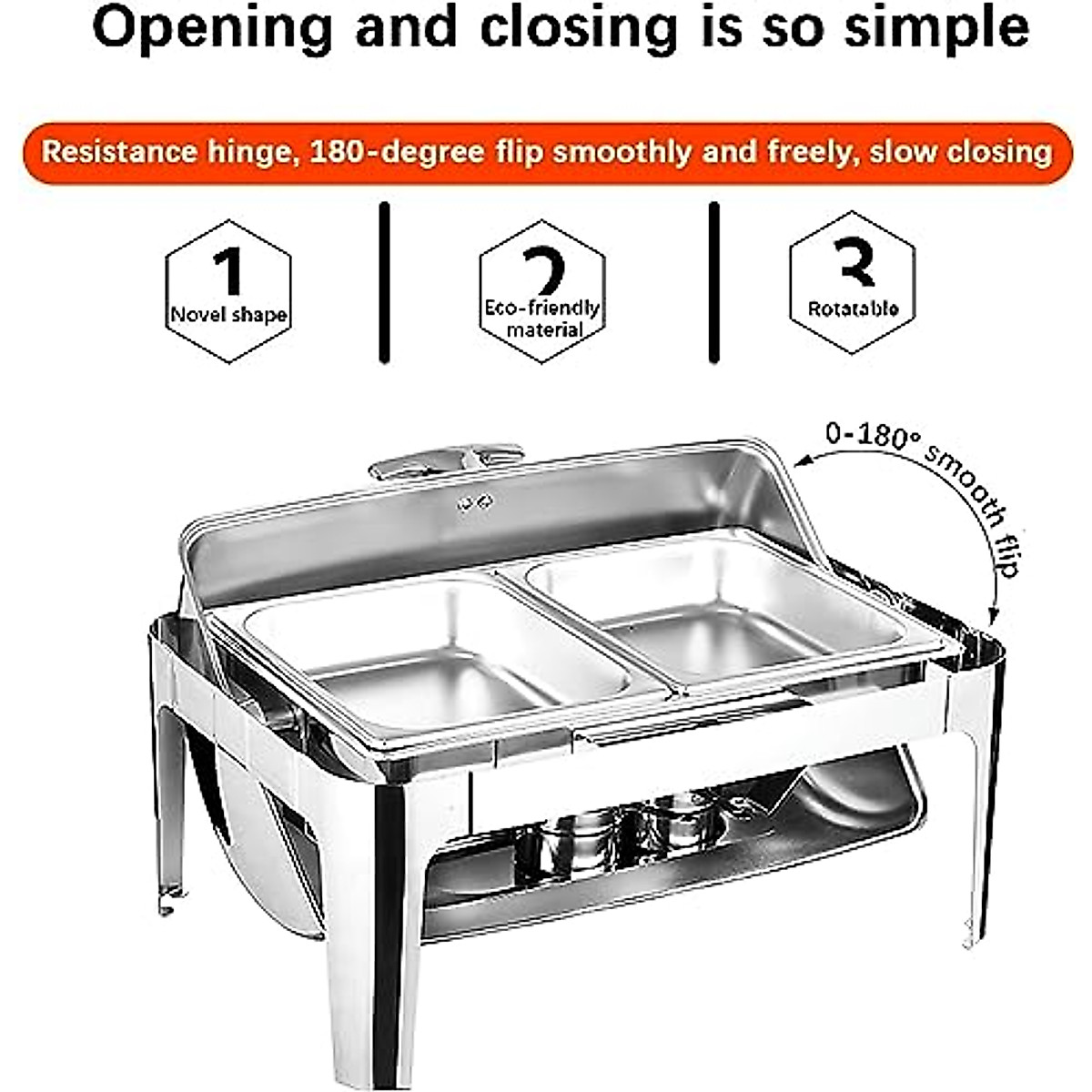 Electric Buffet Server,Food Warmer Tray, Adjustable Temperature, Portable Chafing Dish, Catering Buffet Serving Tray,Stainless Steel Material,uitable for Hotels, Restaurants, Parties