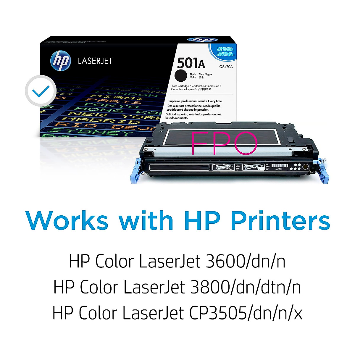 Original HP 501A Black Toner Cartridge | Works with HP Color LaserJet 3600, 3800, CP3505 Series | Q6470A