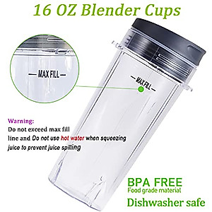 Replacement Parts for Nutri Ninja, 6Fin Blender Male Blade and cups Set for Blender BL660 BL770 BL780 BL740 etc. (6-pack)