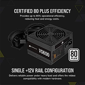 Corsair VS Series VS600 Certified Non-Modular ATX Power Supply, 80+ White