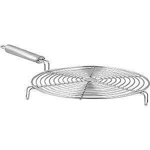 ORGANICA Stainless Steel Round Roti Grill, Papad Grill,Roti Jali, Chapathi Grill with Pipe Handle Dia-8 Inches