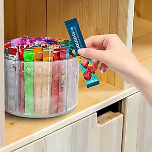 Drink Packet Organizer for Powdered Drink Mix,Powder Packet,Water Packet,Water Flavor Packet,Lazy Susan Organizer for Drink Mix Rotating Holder for Drink Mix Necessities
