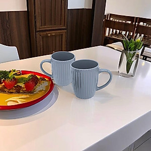 wocaxc Coffee Mugs Set of 6, 12 oz Fluted Coffee Mugs for Men Women, Modern Coffee Mugs with handle for Tea/Latte/Cappuccino/Cocoa.Microwave & Dishwasher Safe,Housewarming Gift (Grey)