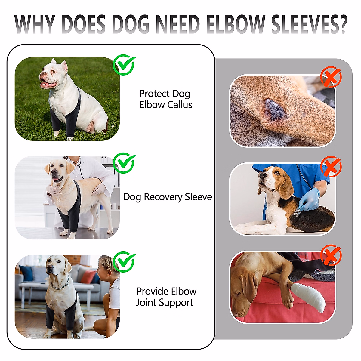 Dog Elbow Protector for Front Leg Calluses, Dog Joint Recovery Sleeve for-PreventLicking, Adjustable Dog Elbow Pads Dog Leg Wound Care, Dog Knee Brace ProtectorPads for Canine Sprain Arthritis, XL