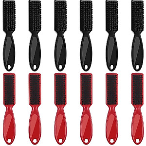 Patelai 12 Pieces Clipper Cleaning Brushes, Barber Accessories Cleaning Supplies, Soft Bristles, Quality ABS Handle, Nylon Brush Tool(Black, Red)