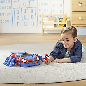 Spidey and His Amazing Friends Ultimate Web-Crawler, Spidey Stunner Feature and 4-Inch Marvel Spidey Figure, Ages 3 and Up