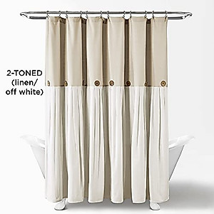 Lush Decor Linen Button Shower Curtain, 72" x 72"