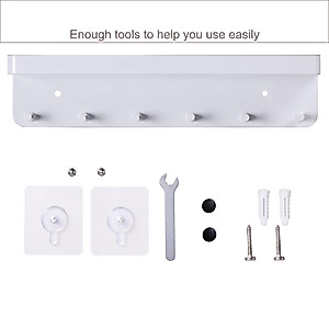 HAYAN Key Holder for Wall, Wall Mount Mail Key Hanger Organizer Shelf, Key Hooks Rack, Small Key Hanger for Home Entryway, Hallway, Kitchen, Office - White