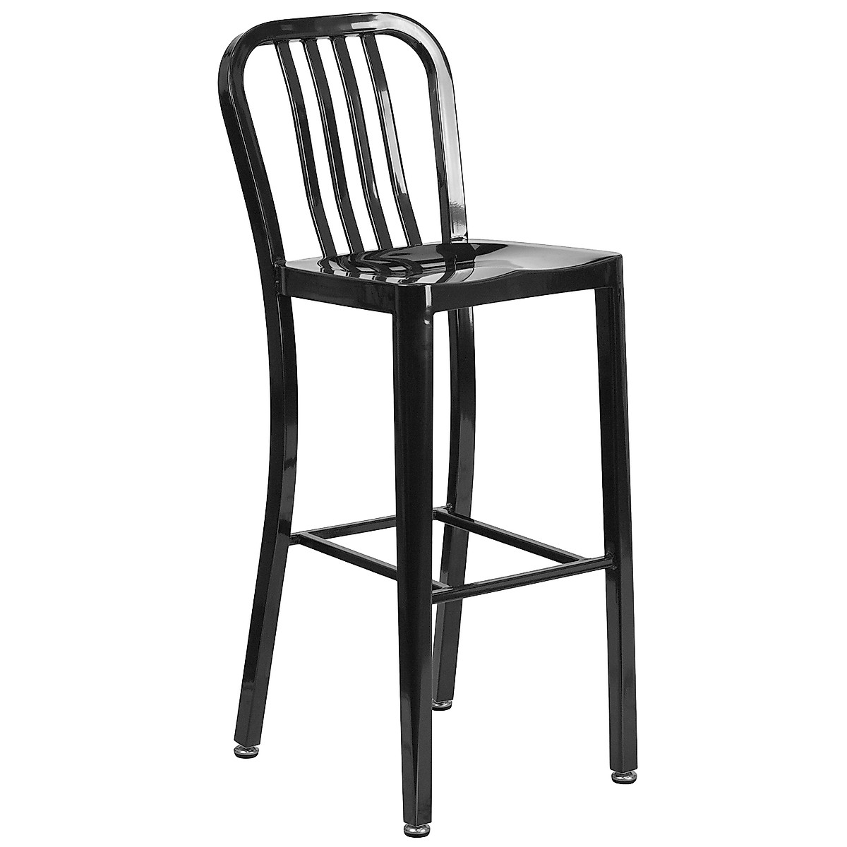 Flash Furniture Gael Commercial Grade 2 Pack 30" High Black Metal Indoor-Outdoor Barstool with Vertical Slat Back