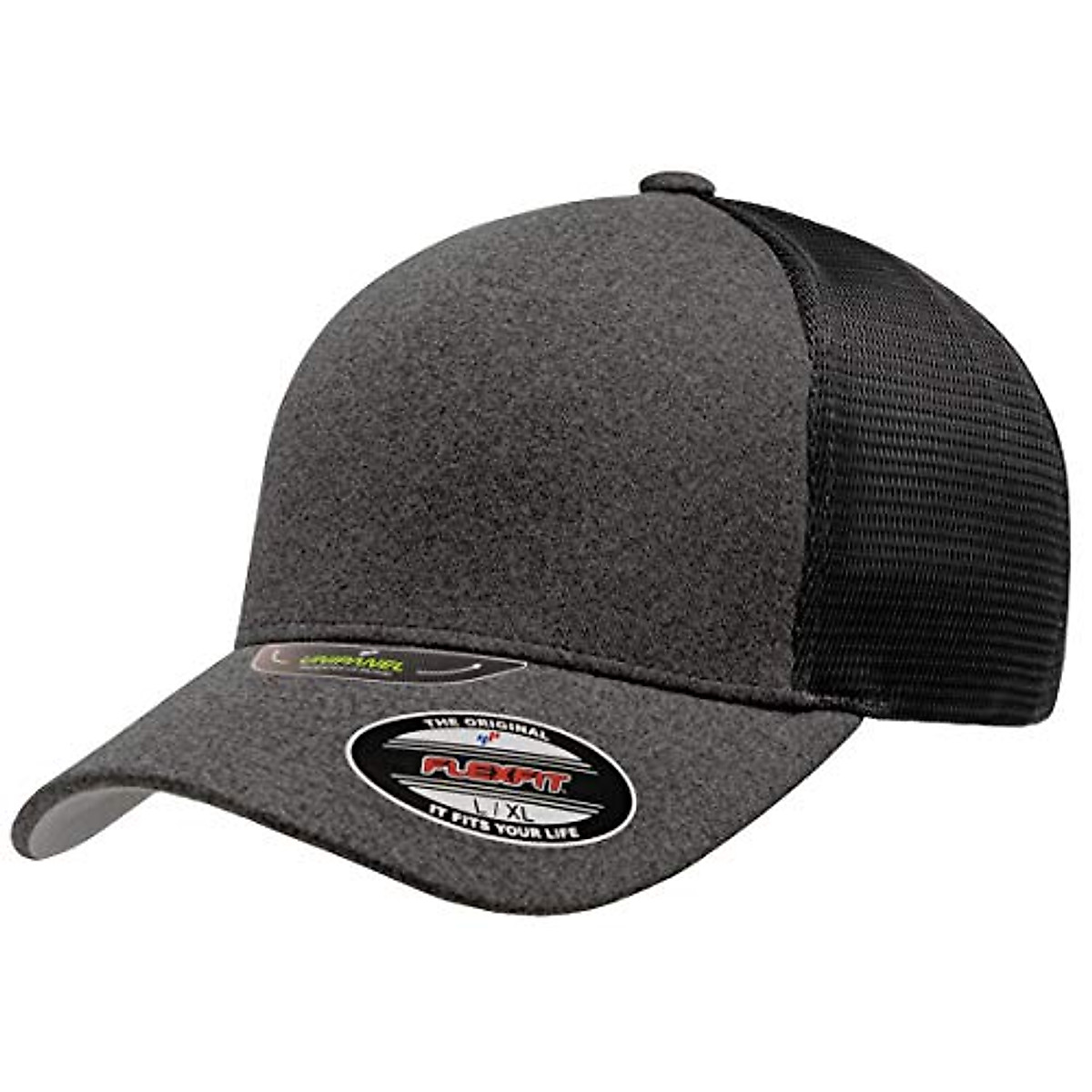Flexfit Melange UniPanel Trucker Cap, Dark Grey/Black, Large/XLarge