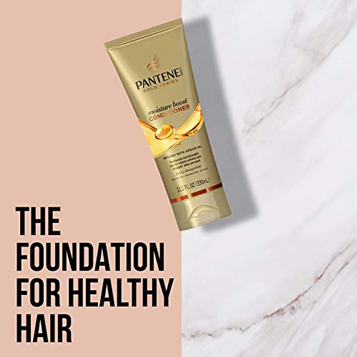 Pantene, Sulfate and Paraben Free Conditioner with Argan Oil, Pro-V Gold Series, for Natural and Curly Textured Hair, 8.4 fl oz, Twin Pack