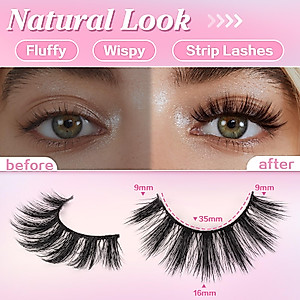 Fluffy Lashes Wispy False Eyelashes 15mm Cat Eye Russian Strip Lashes D Curl Faux Mink Eyelashes 16 Pairs by Zegaine