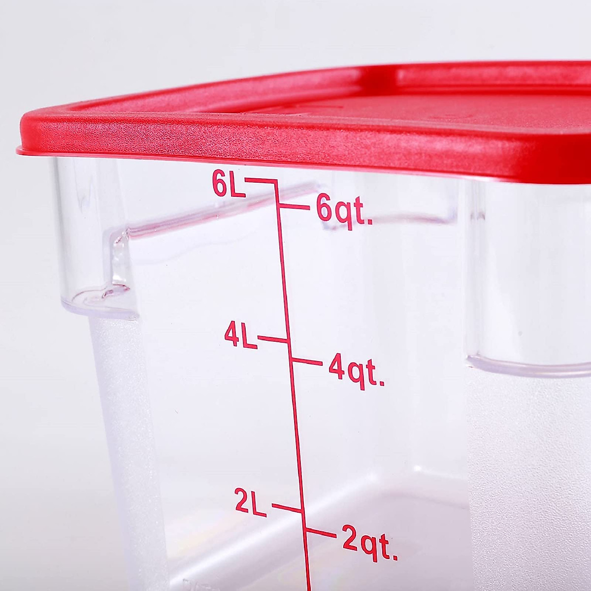 Hakka 6 Qt Commercial Grade Square Food Storage Containers With Lids,Polycarbonate,Clear - Case of 5