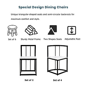 Merax Metal Dining Room Table Set with Chairs for 6 Space Saving, 7 Piece Kitchen Dining Table and Chairs, Black White
