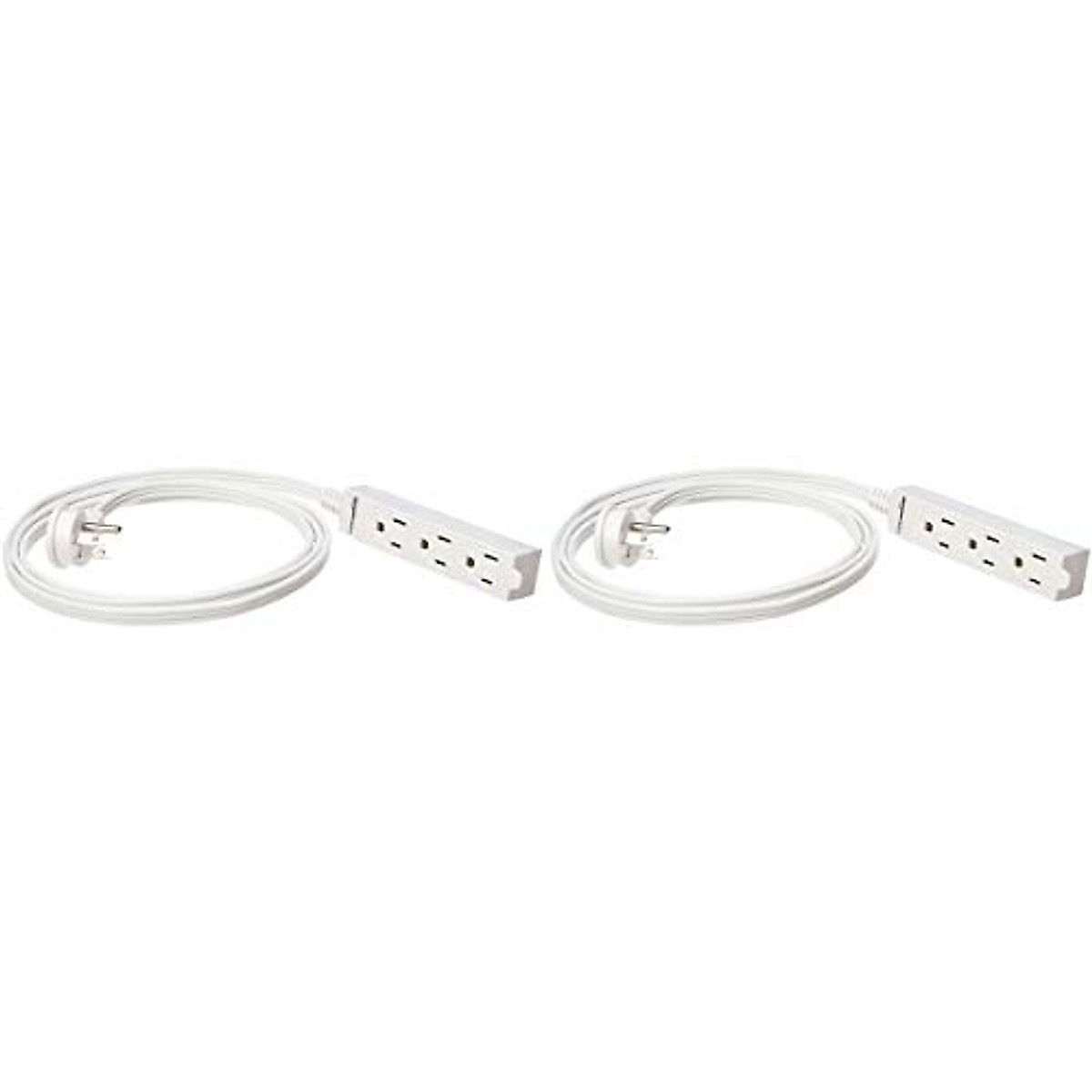 Amazon Basics Rectangular Indoor Extension Cord Power Strip - 6-Foot, 3-Prong ,Flat Plug, Grounded - 13 Amps, 1625 Watts, 125 VAC - 2-Pack, White