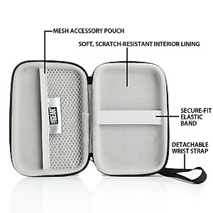 USA Gear Hard Shell Compact Camera Case for Canon PowerShot ELPH 350 HS, SX610 HS, ELPH 170 is, ELPH 190 is and More with Weather Resistant Design, Removable Wrist Strap, Netted Accessories Pouch