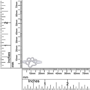 AFFY Round Cut White Natural Diamond Paw Print Band Ring 14k White Gold Over Sterling Silver (0.1 cttw)