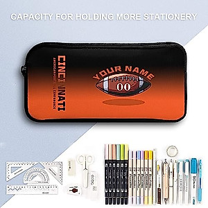 Quzeoxb Personalized Cincinnati Backpack Set with Name and Number - 3 Piece School Bag, Lunch Box and Pencil Case for Boys Girls Gifts