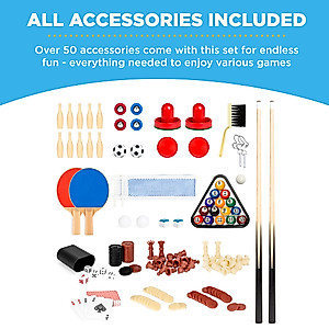 Best Choice Products 2x4ft 10-in-1 Combo Game Room Table Set for Home, Friends & Family w/Hockey, Foosball, Pool, Shuffleboard, Ping Pong, Chess, Checkers, Bowling, and Backgammon - Natural