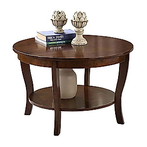 Convenience Concepts American Heritage Round Coffee Table with Shelf, Espresso