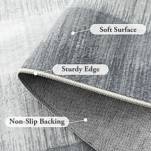 Lahome Modern Ombre 2x4 Throw Rugs, Washable Small Hallway Rug Non Slip Bathroom Mat Ultra-Thin Grey Rug, Abstract Print Door Mat for Entryway Kitchen Laundry Room Entrance (Gray, 2x4)