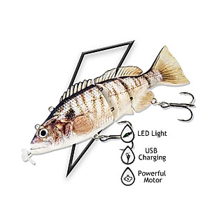 Robotic Swimming Lure,ODS Electric Fishing Lure 4 Segment Jointed Swimbait USB Rechargeable Robotic Lure for Bass Trout Pike
