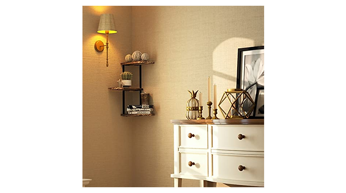 Love-KANKEI 3-Tier Rustic Corner Shelf - Space Saver